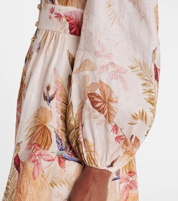 Zimmermann Ascension Floral Linen Midi Dress