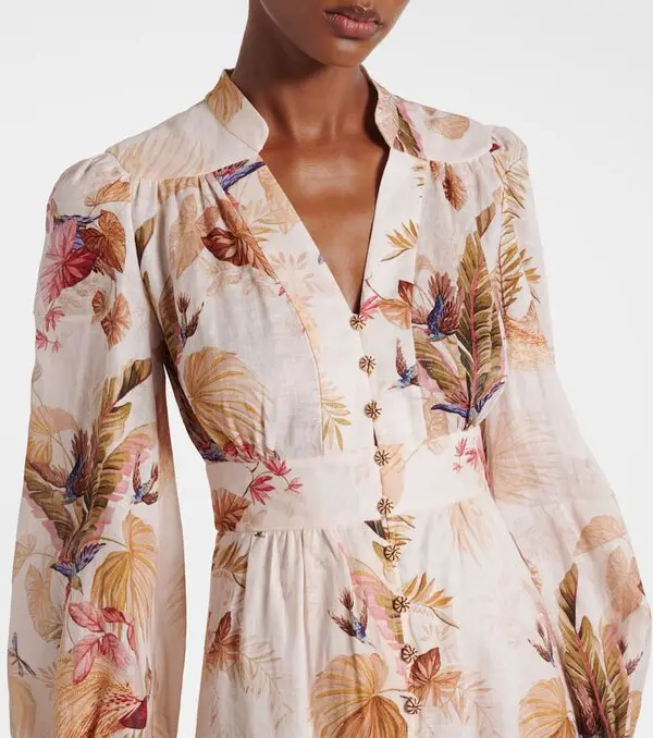 Zimmermann Ascension Floral Linen Midi Dress