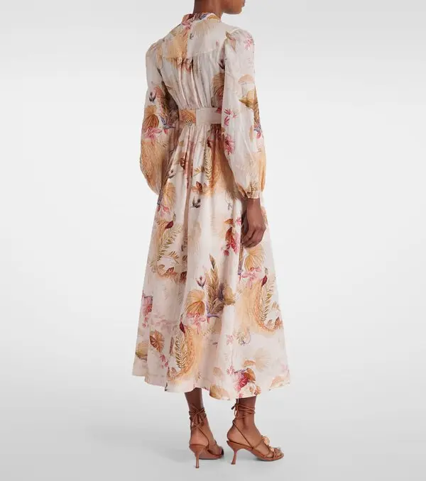 Zimmermann Ascension Floral Linen Midi Dress
