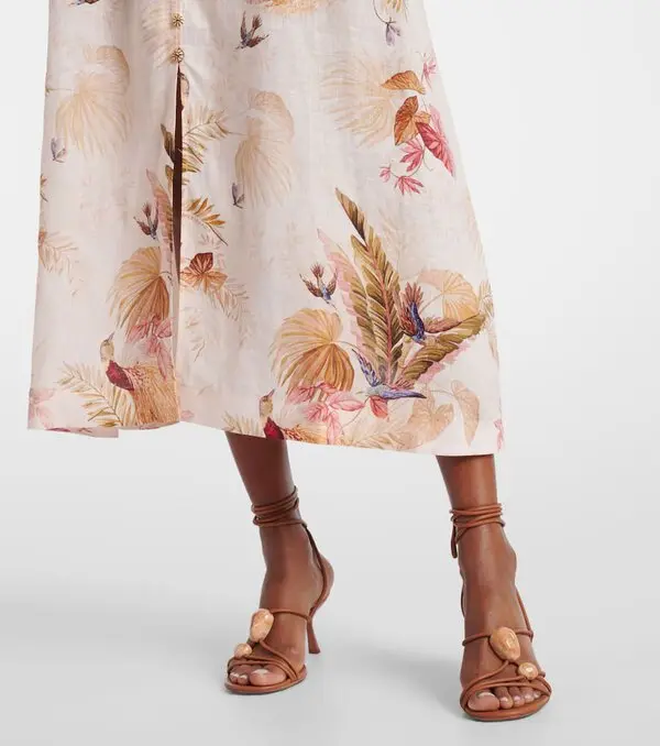 Zimmermann Ascension Floral Linen Midi Dress