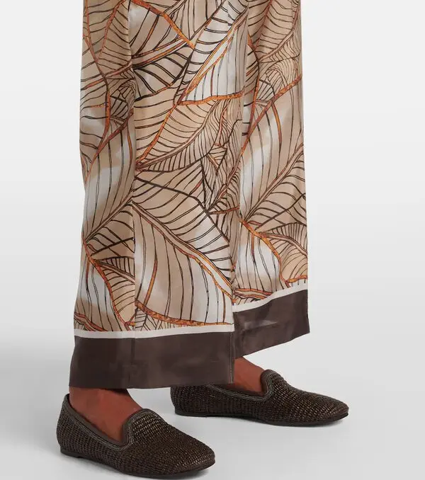 Brunello Cucinelli Printed Silk Wide-leg Pants