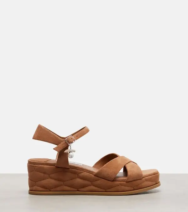 JIMMY CHOO Astra 60 Suede Wedge Sandals