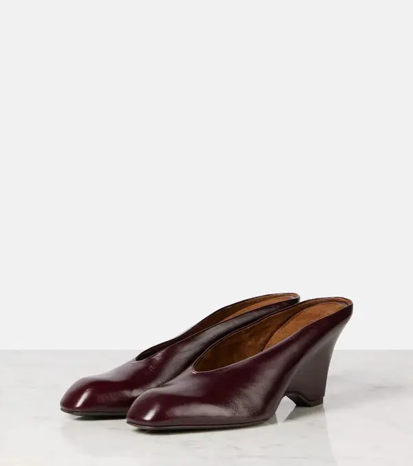 Khaite Colt 75 Leather Wedge Mules