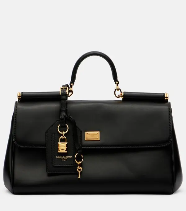 Dolce & Gabbana My Sicily Medium Leather Tote Bag - Black