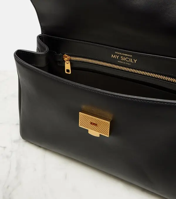 Dolce & Gabbana My Sicily Medium Leather Tote Bag - Black