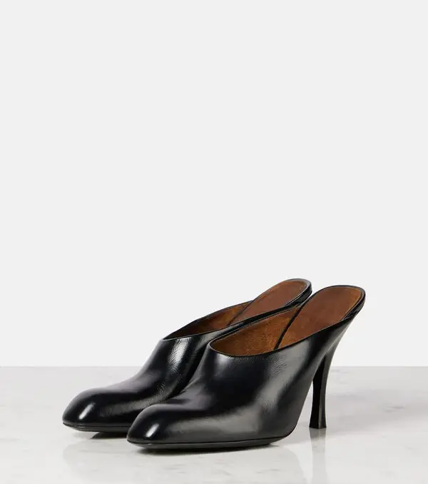 Khaite Colt 100 Leather Mules - Black