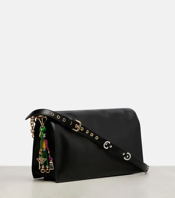 Prada Large Leather Shoulder Bag - Black