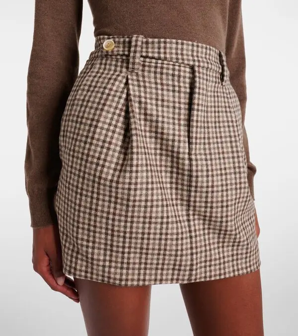 Brunello Cucinelli Checked Virgin Wool Flannel Miniskirt