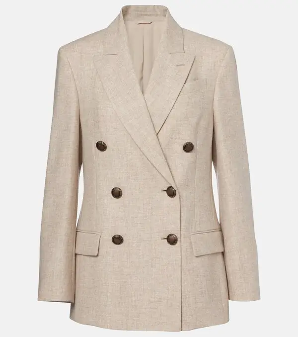 Brunello Cucinelli Wool And Cashmere Blazer - Beige