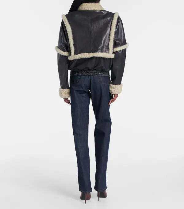Magda Butrym Shearling-trimmed Leather Bomber Jacket