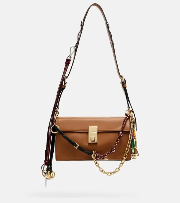 Prada Soft Sound Small Leather Shoulder Bag - Brown