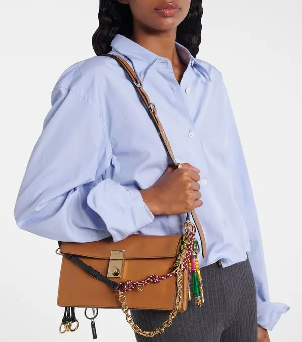 Prada Soft Sound Small Leather Shoulder Bag - Brown