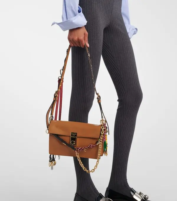 Prada Soft Sound Small Leather Shoulder Bag - Brown