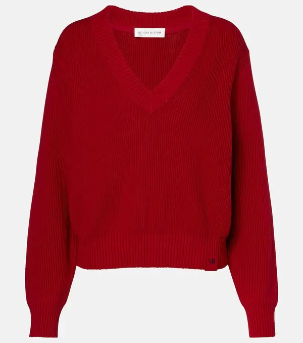 Victoria Beckham Ribbed-knit Cotton And Silk-blend Sweater