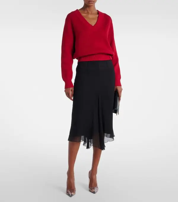 Victoria Beckham Ribbed-knit Cotton And Silk-blend Sweater
