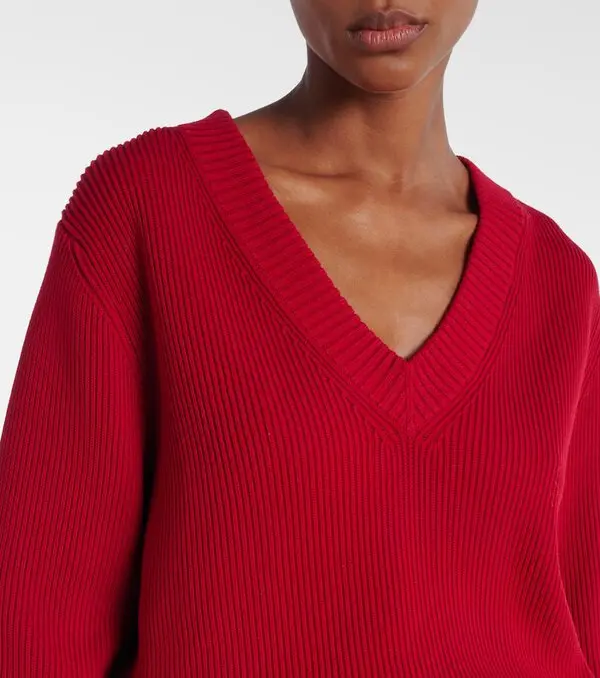 Victoria Beckham Ribbed-knit Cotton And Silk-blend Sweater