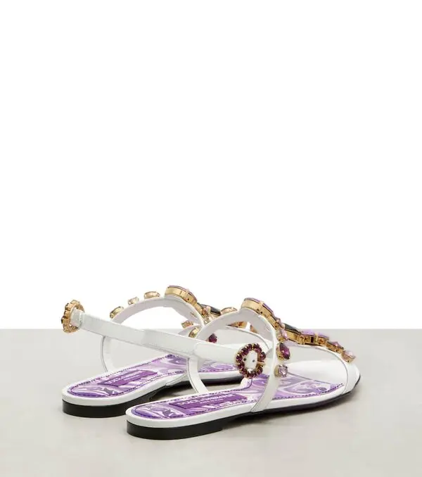 Dolce & Gabbana Embellished Leather Slingback Sandals