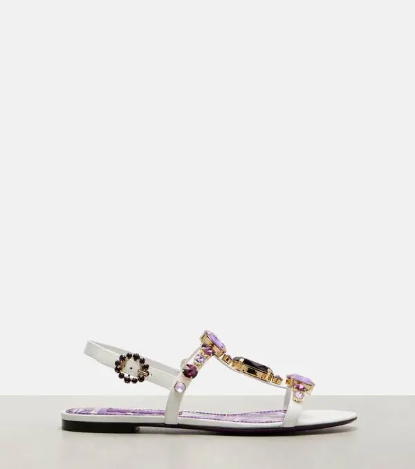 Dolce & Gabbana Embellished Leather Slingback Sandals
