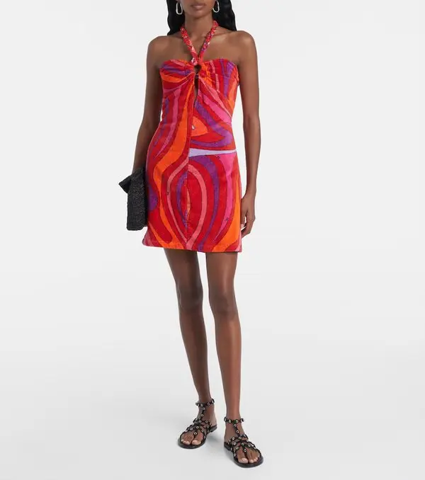 Emilio Pucci Marmo Embellished Cotton Terry Minidress