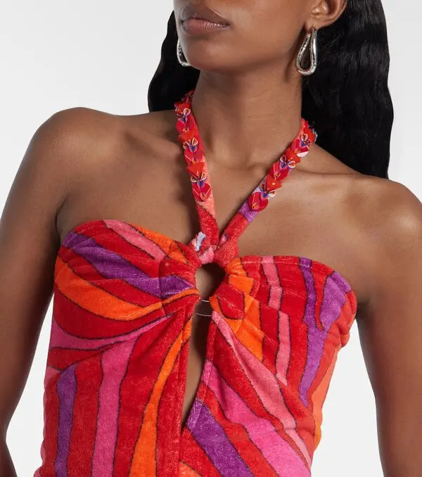 Emilio Pucci Marmo Embellished Cotton Terry Minidress