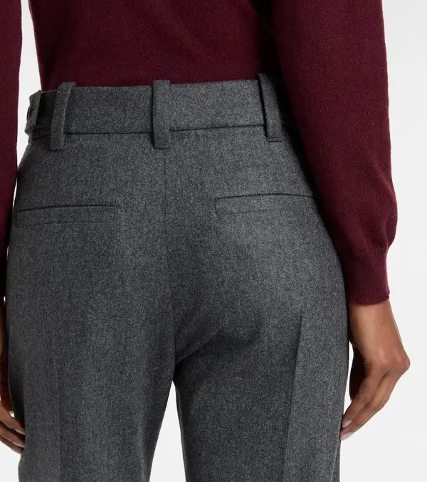 Brunello Cucinelli Pleated Virgin Wool Straight Leg Trousers