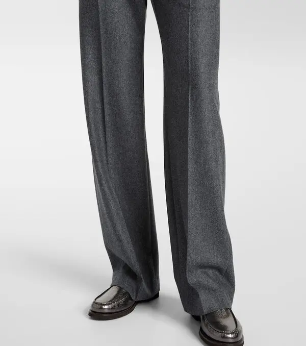 Brunello Cucinelli Pleated Virgin Wool Straight Leg Trousers