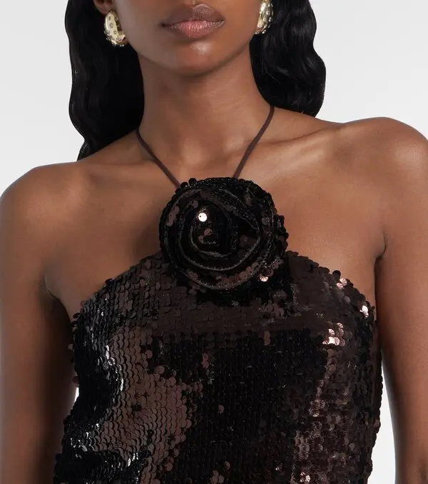 Magda Butrym Sequin Halter Maxi Dress - Brown