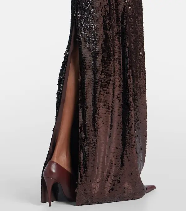 Magda Butrym Sequin Halter Maxi Dress - Brown