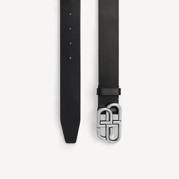 Balenciaga Bb Large Leather Belt - Black