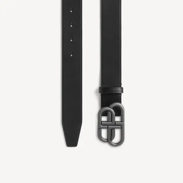 Balenciaga Bb Large Leather Belt - Black