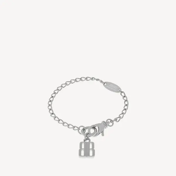 Balenciaga Nano Bb Pendant Chain Bracelet - Silver