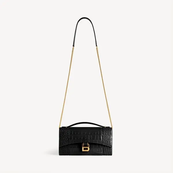 Balenciaga Hourglass Pochette With Chain - Black