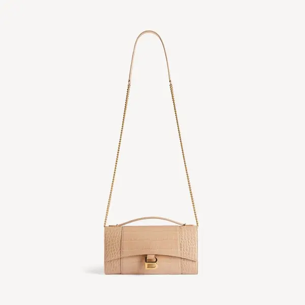Balenciaga Hourglass Pochette With Chain - Beige