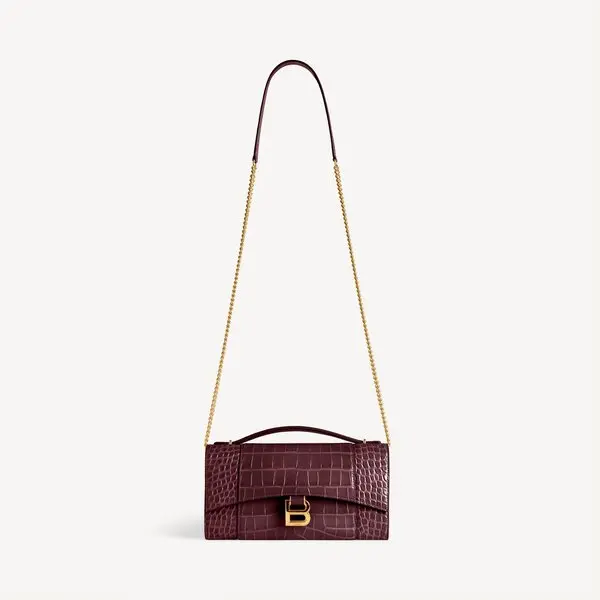 Balenciaga Hourglass Pochette With Chain - Red