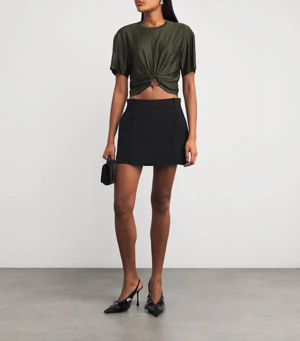 Rabanne Jersey Ring-gathered Crop Top - Green