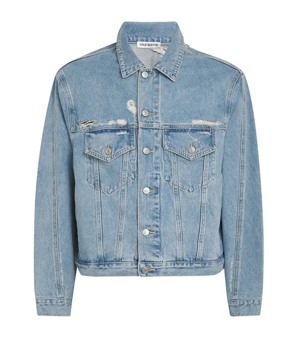COLE BUXTON Distressed Denim Trucker Jacket