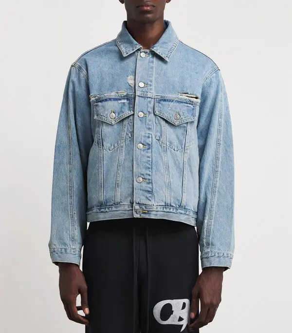 COLE BUXTON Distressed Denim Trucker Jacket