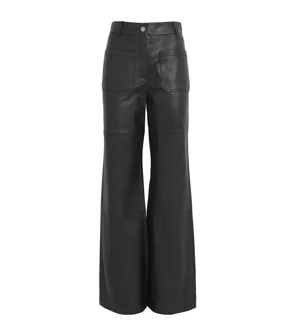 Victoria Beckham Leather Alina Trousers - Black
