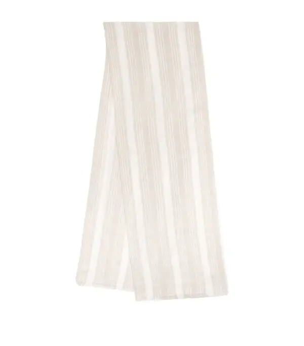 Eleventy Linen-blend Stripe Scarf - Ivory