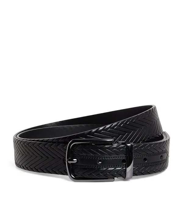 Emporio Armani Woven Leather Belt - Black