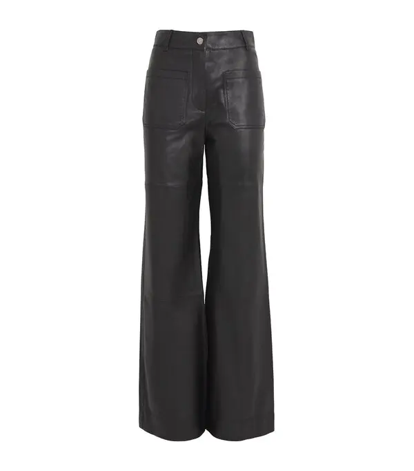 Victoria Beckham Alina Leather Wide-leg Trousers