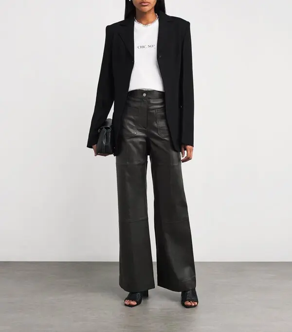 Victoria Beckham Alina Leather Wide-leg Trousers