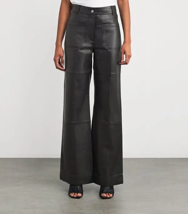 Victoria Beckham Alina Leather Wide-leg Trousers