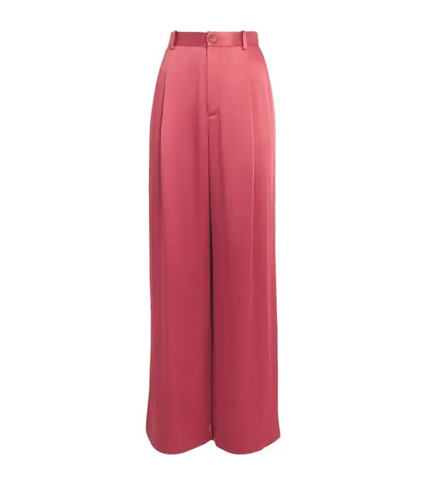 Lapointe Satin Pleated Wide-leg Trousers