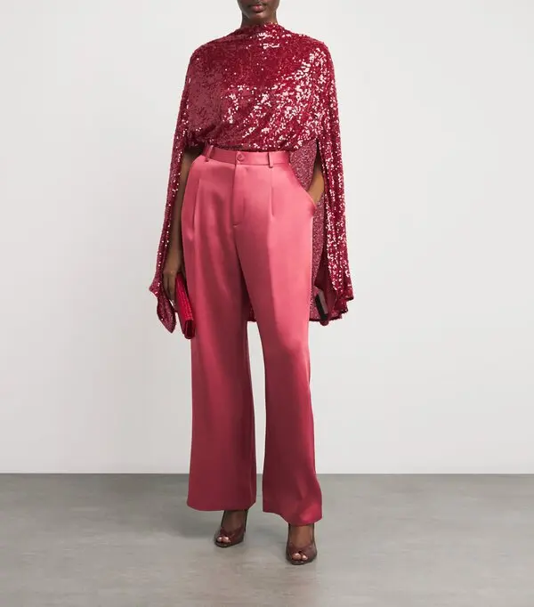 Lapointe Satin Pleated Wide-leg Trousers