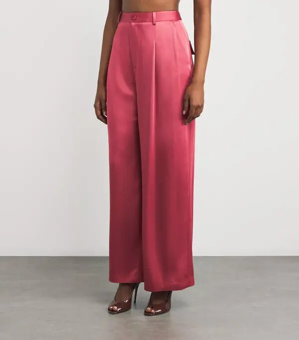 Lapointe Satin Pleated Wide-leg Trousers