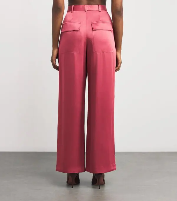 Lapointe Satin Pleated Wide-leg Trousers