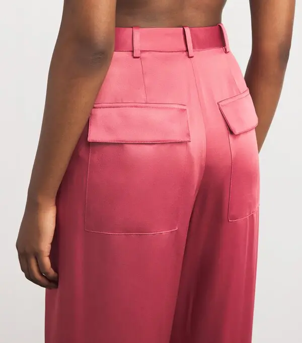 Lapointe Satin Pleated Wide-leg Trousers