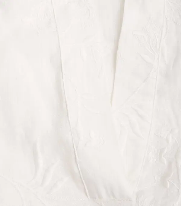 Eleventy Floral Embroidered Linen Blouse