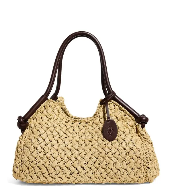 Eleventy Raffia Satchel Shoulder Bag